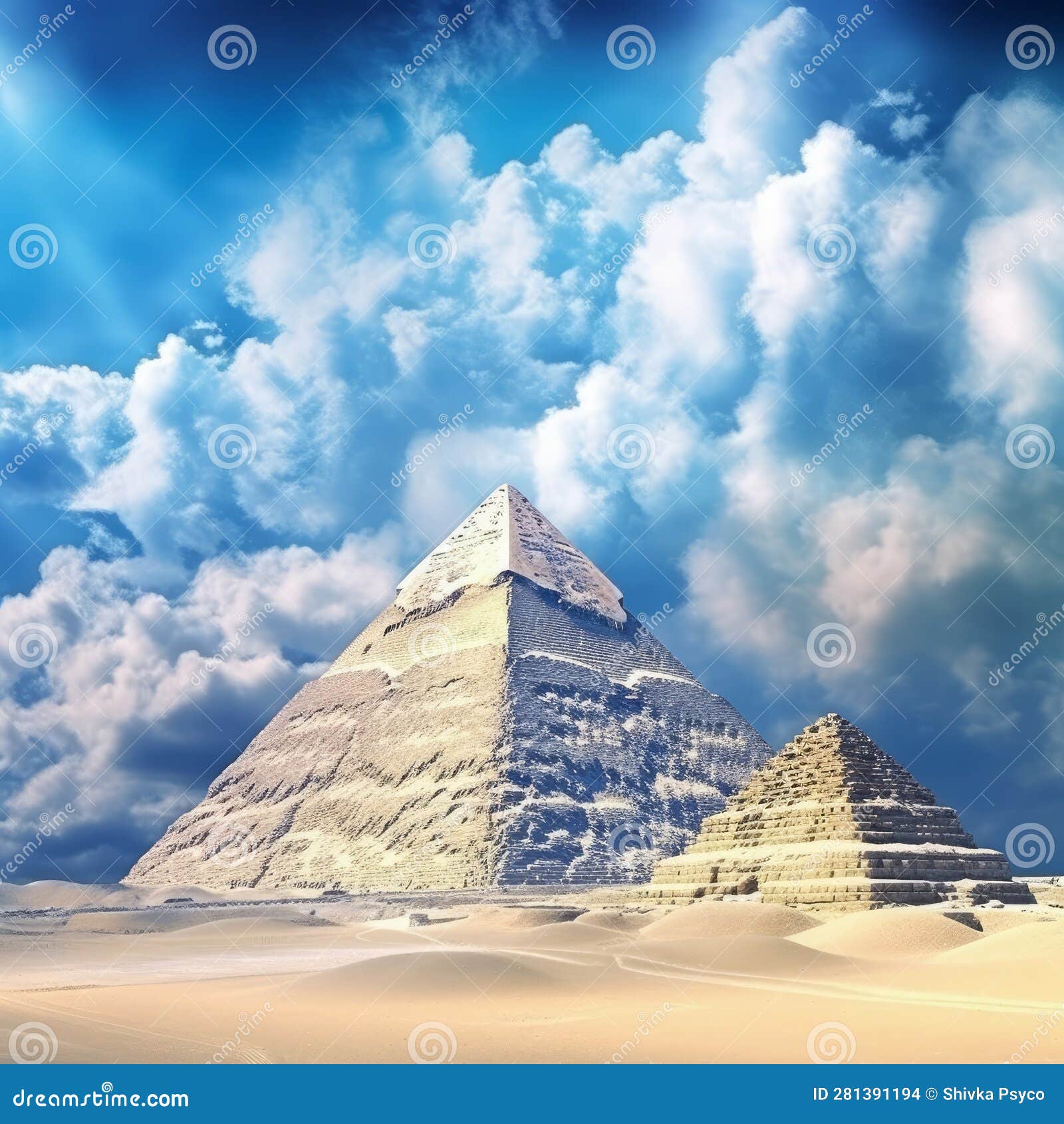 Pyramids with Sphinx and Beautiful Blue Sky Generative AI Stock ...