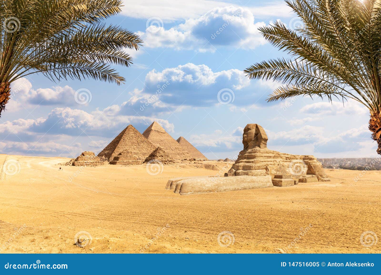 The Pyramids and the Sphinx in the Beautiful Desert of Giza, Egypt ...