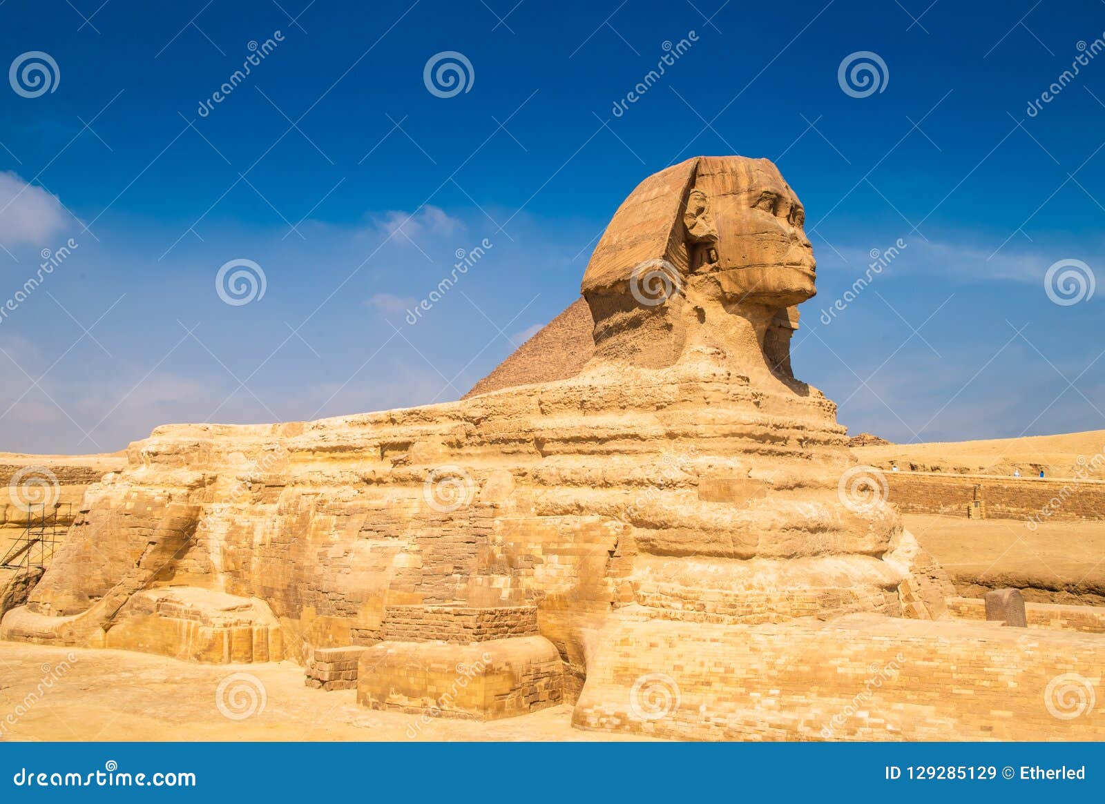 Pyramids and Sphinx stock image. Image of pyramids, builder - 129285129