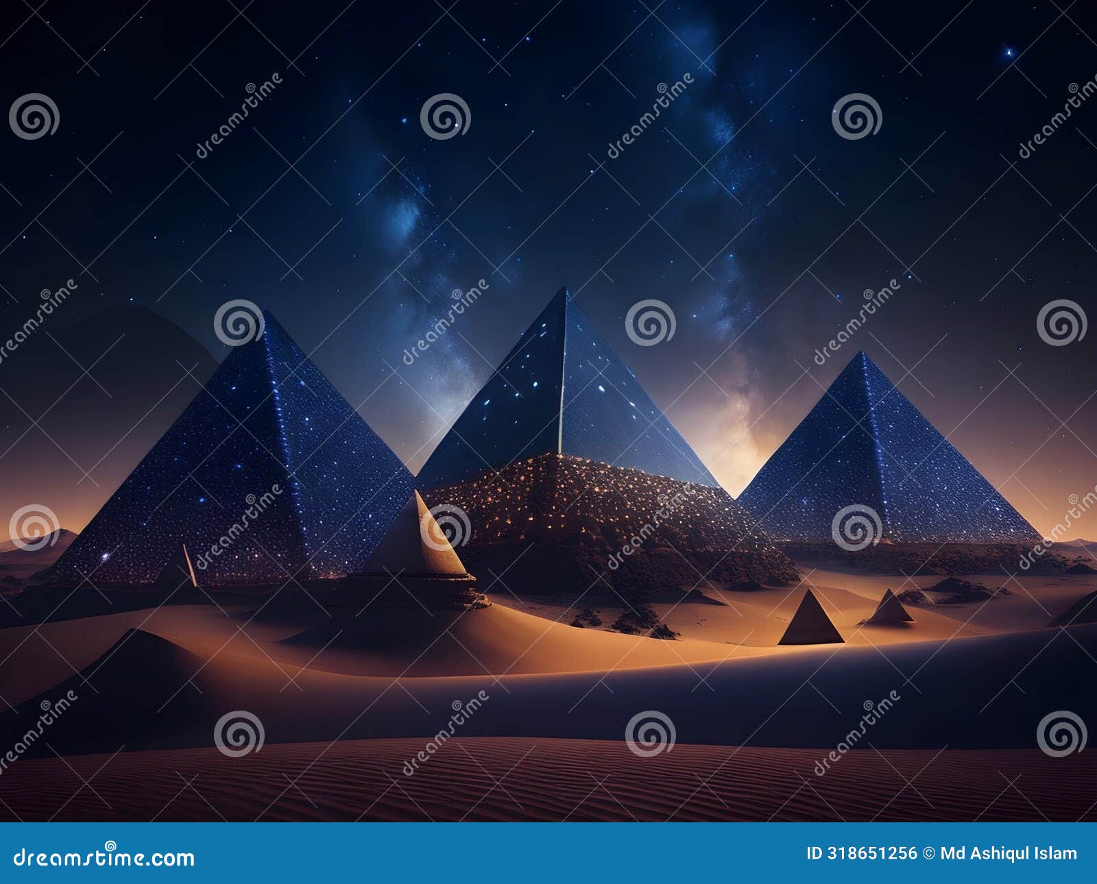 Pyramids with the Stars in the Background Stock Illustration ...