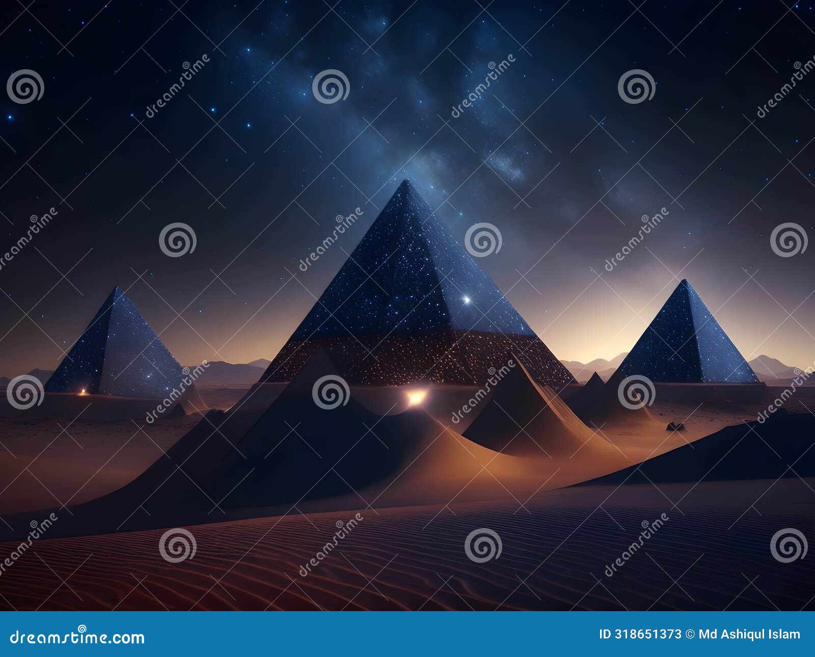 Pyramids with the Stars in the Background Stock Illustration ...