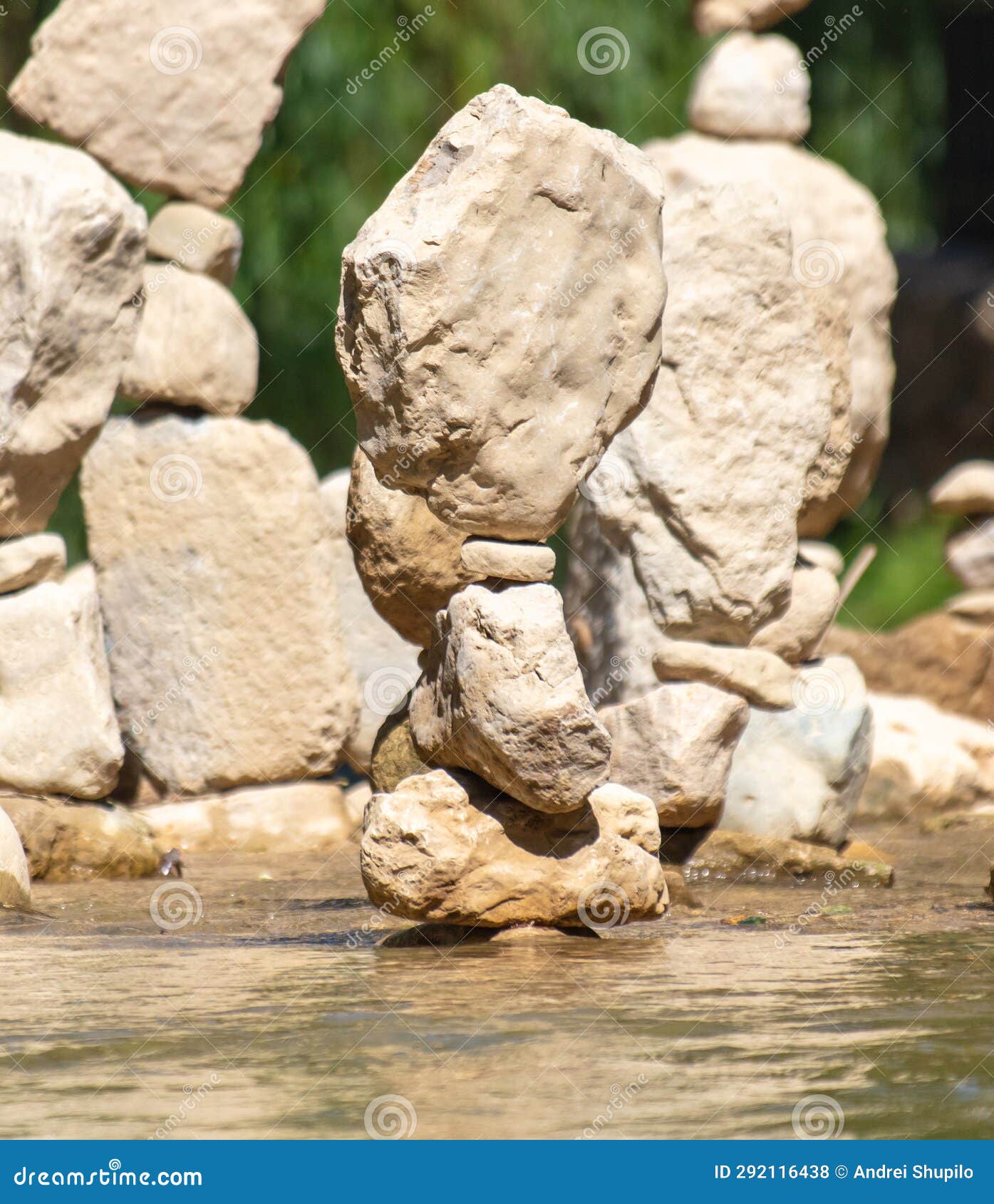 Pyramids of Stones on the River Stock Photo - Image of stone, stones ...