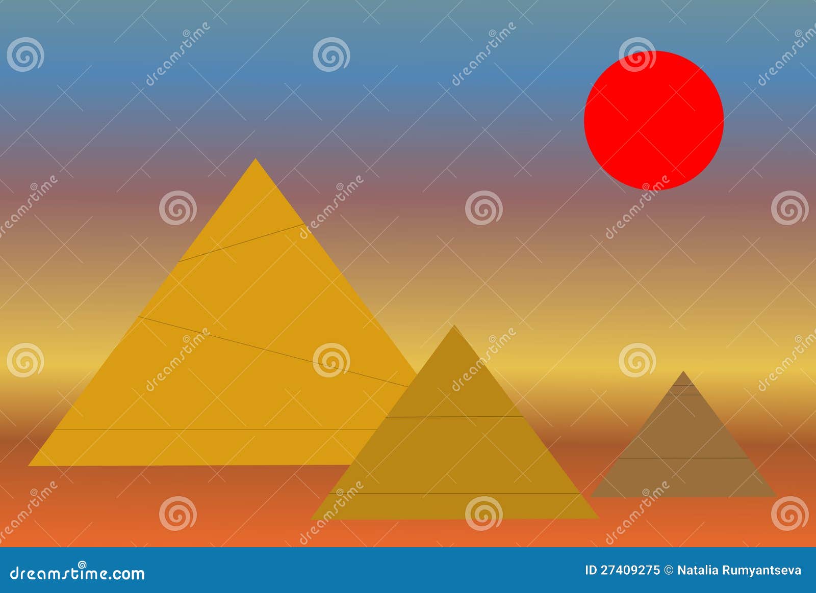 Pyramids and sun stock illustration. Illustration of necropolis - 27409275
