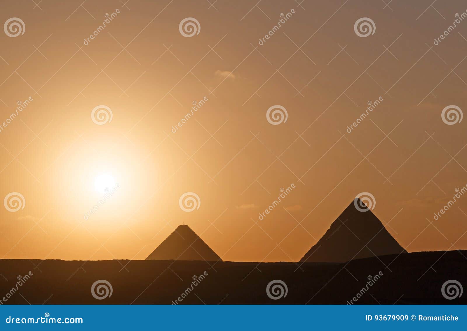 Pyramids at sunrise stock image. Image of landscape, cheops - 93679909