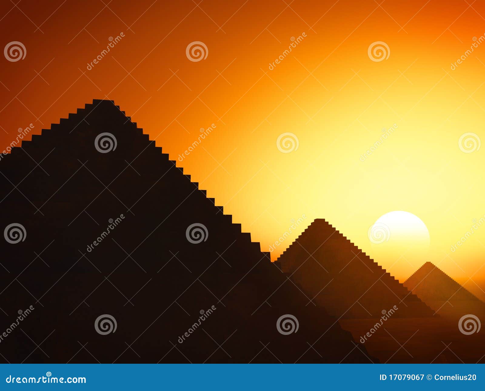 Pyramids on sunset stock illustration. Illustration of egyptian - 17079067