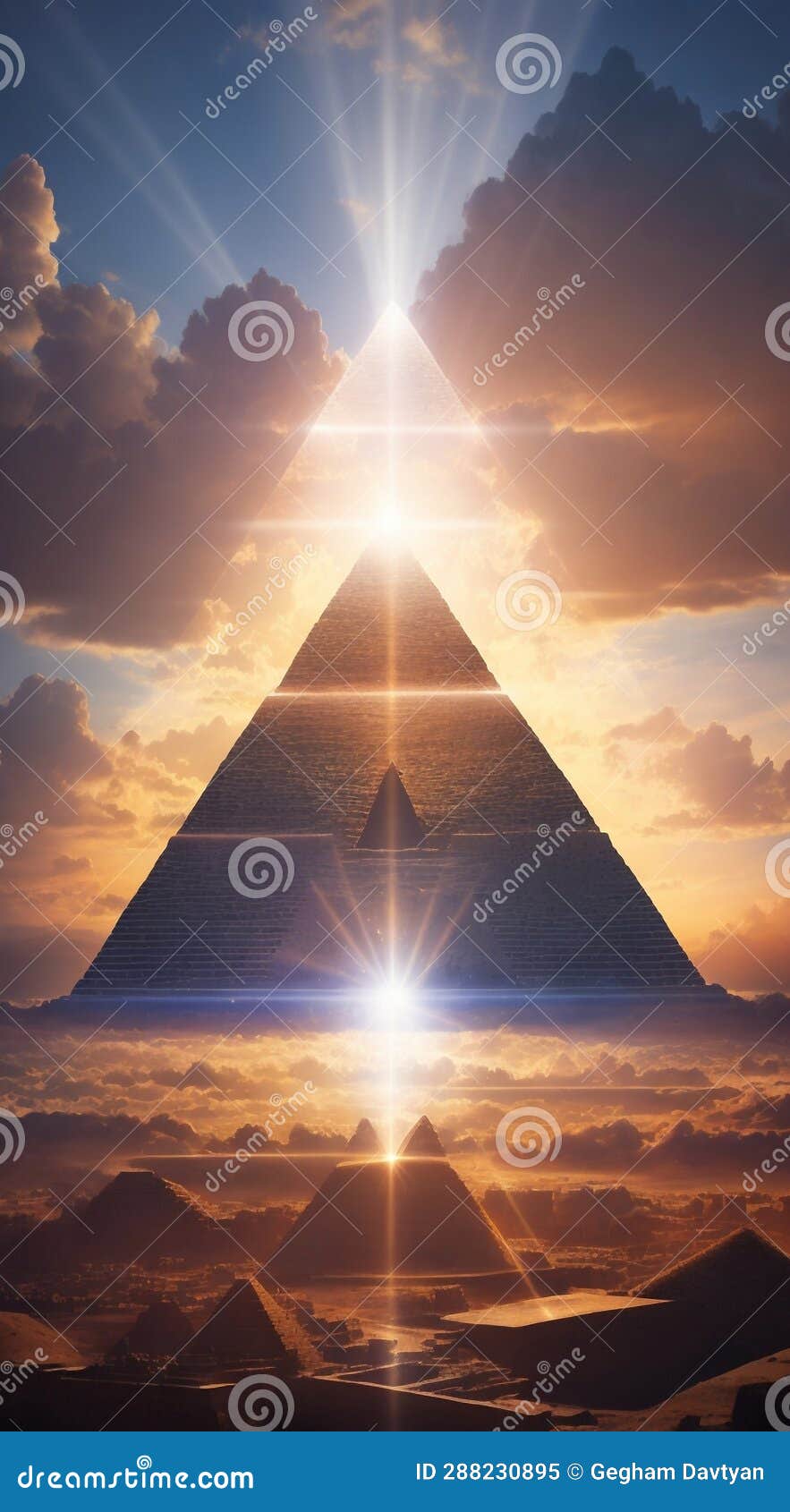 Pyramids in the Sunset, Abstract Pyramid Background Stock Illustration ...