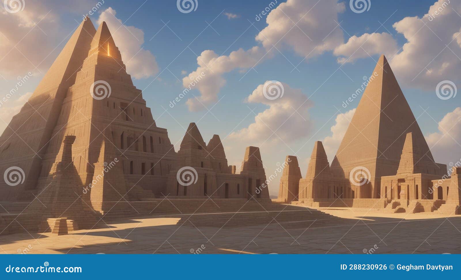 Pyramids in the Sunset, Abstract Pyramid Background Stock Illustration ...