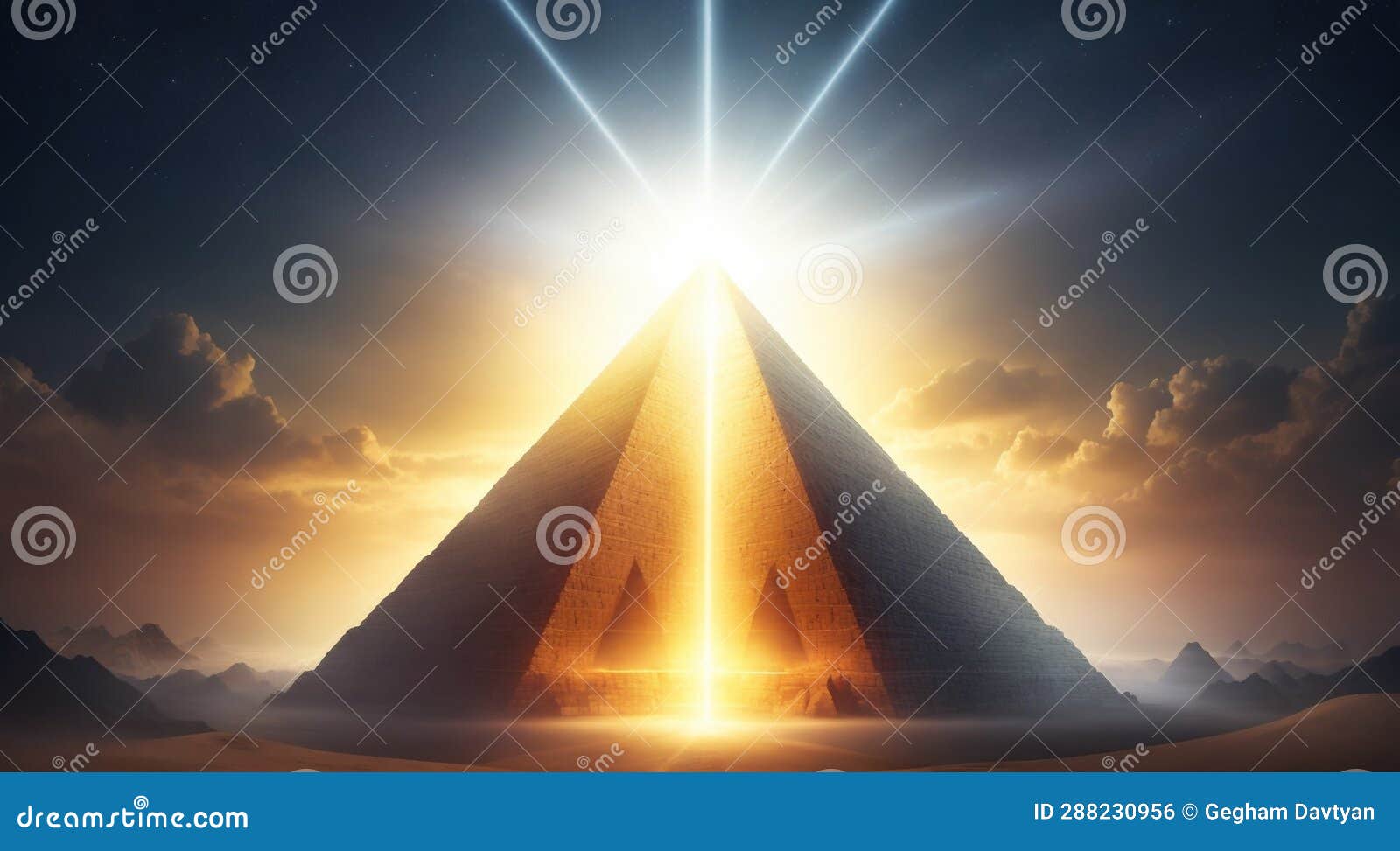 Pyramids in the Sunset, Abstract Pyramid Background Stock Illustration ...
