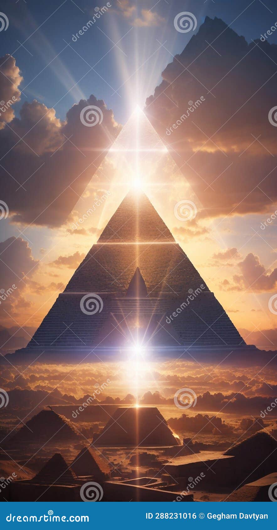 Pyramids in the Sunset, Abstract Pyramid Background Stock Illustration ...