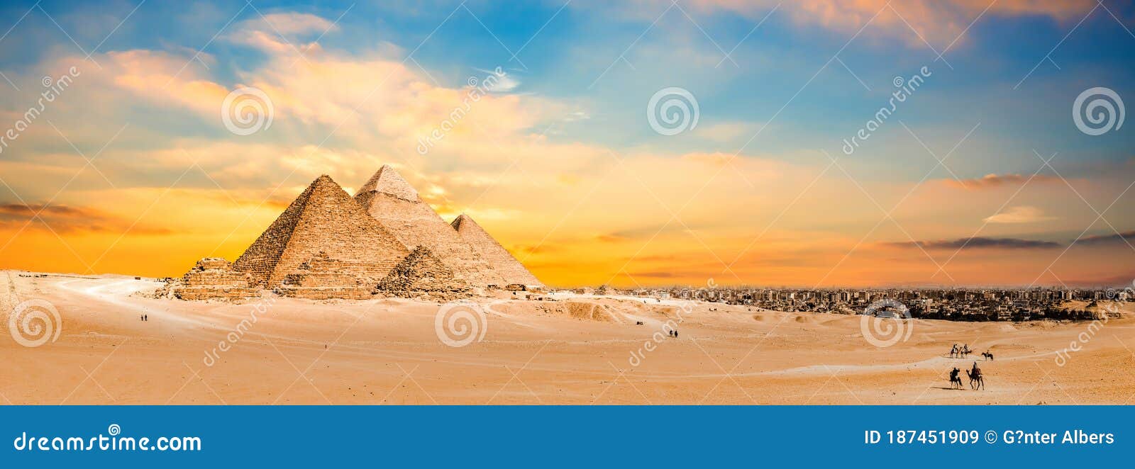Pyramids at sunset stock image. Image of sand, cairo - 187451909