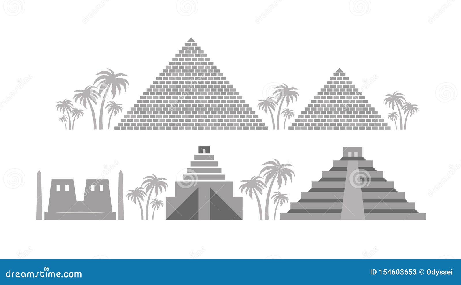 Pyramids And Temples Of Ancient Egypt, Babylon, Maya. Cartoon Vector ...