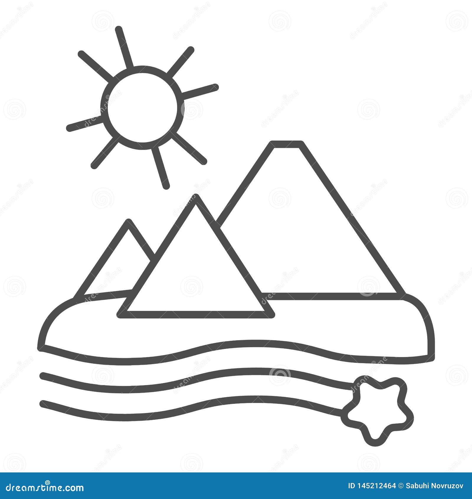 Pyramids Thin Line Icon. Desert Vector Illustration Isolated On White ...