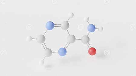 Pyrazinamide Molecule 3d, Molecular Structure, Ball and Stick Model ...