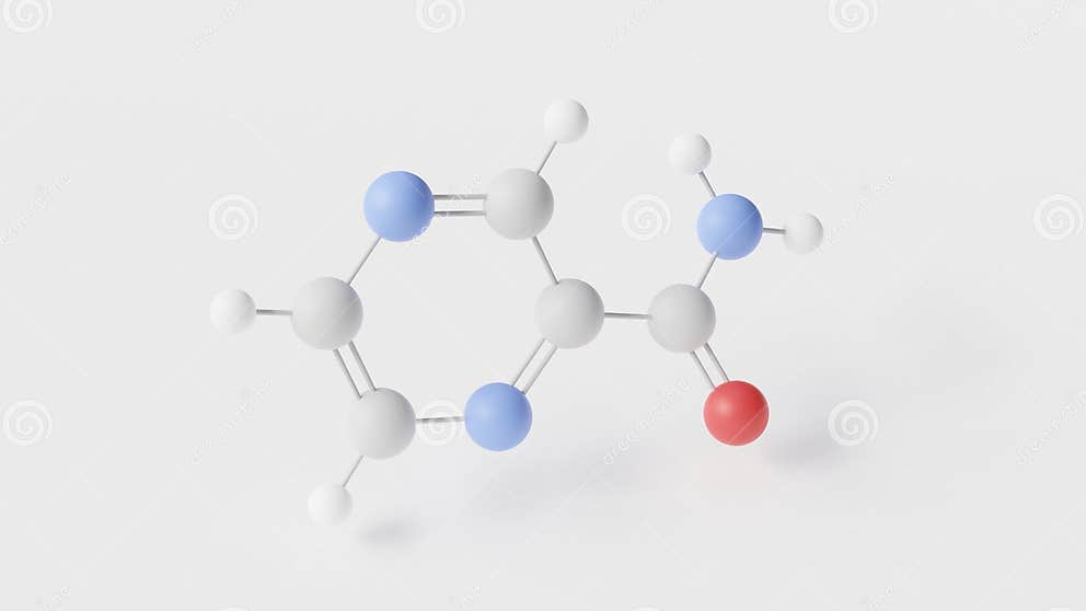 Pyrazinamide Molecule 3d, Molecular Structure, Ball and Stick Model ...