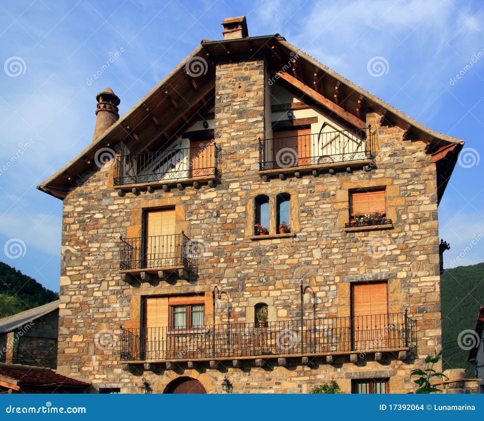 Pyrenees Stone Houses in Anso Valley Huesca Stock Photo - Image of ...