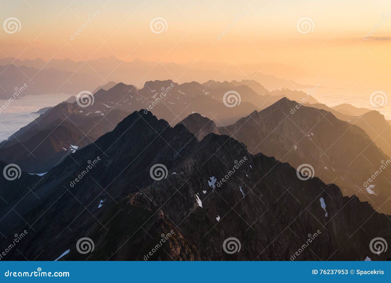 Pyrenees at sunset stock image. Image of sunset, sunlight - 76237953