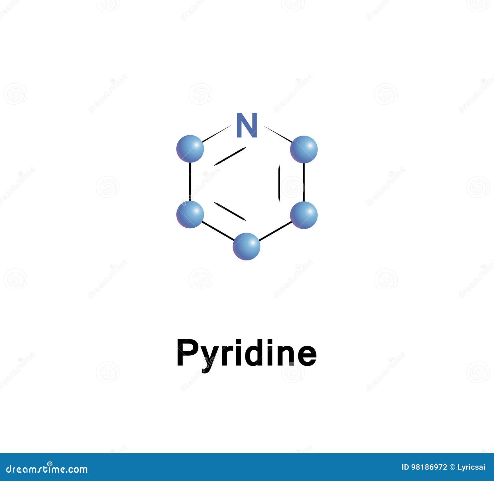 Pyridine Heterocyclic Organic Stock Vector - Illustration of ...