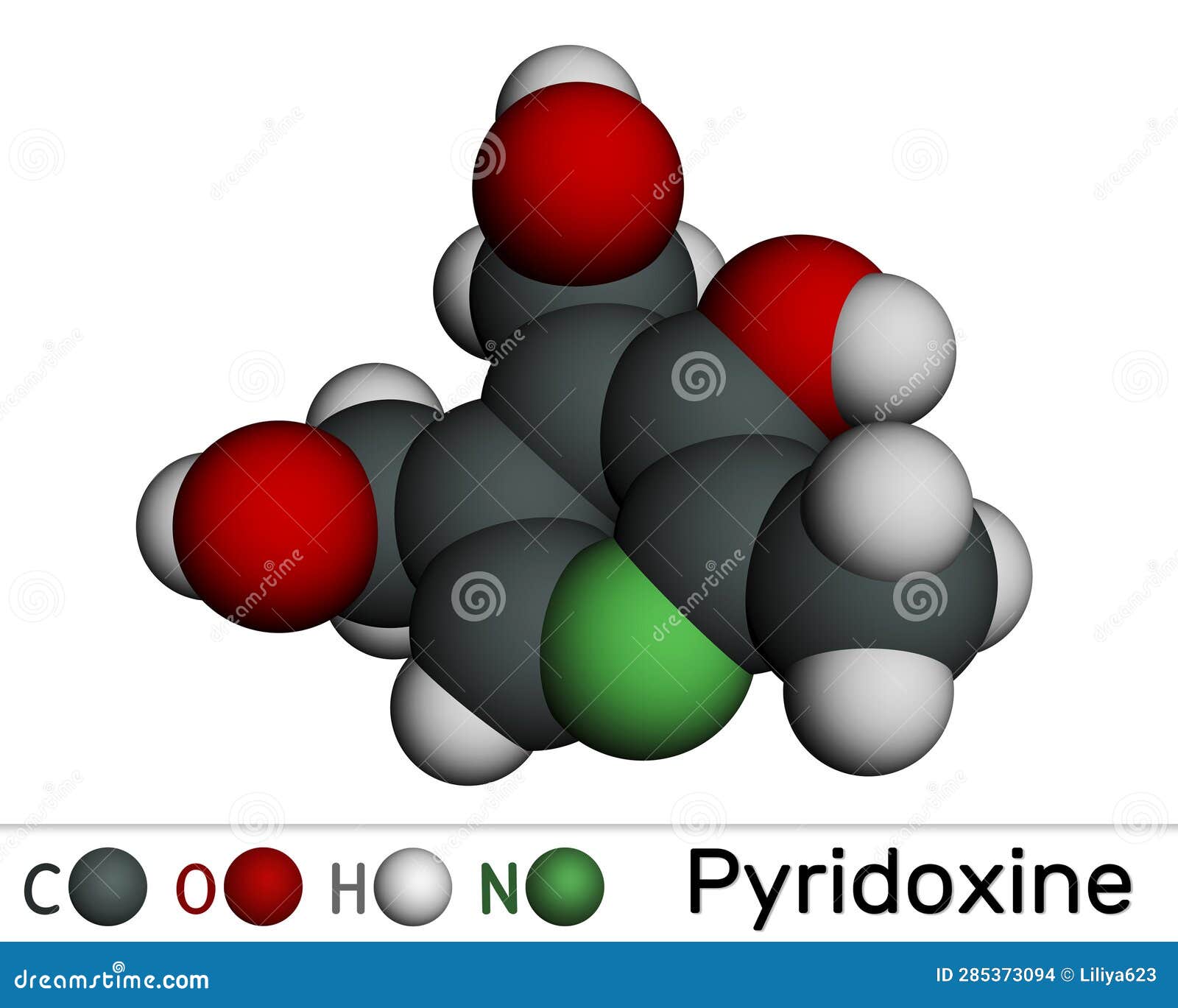 Pyridoxine Molecule, Vitamin B6, Molecular Structure, Isolated 3d Model ...