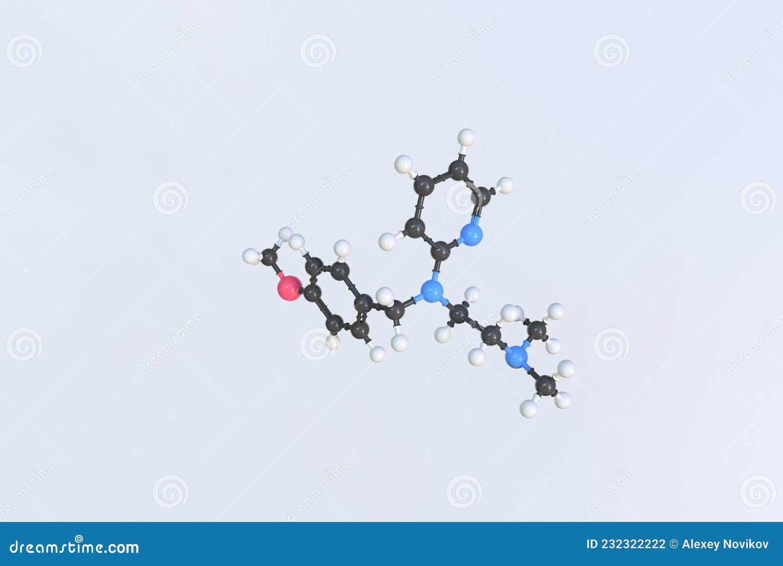 Pyrilamine Molecule Made with Balls, Isolated Molecular Model. 3D ...