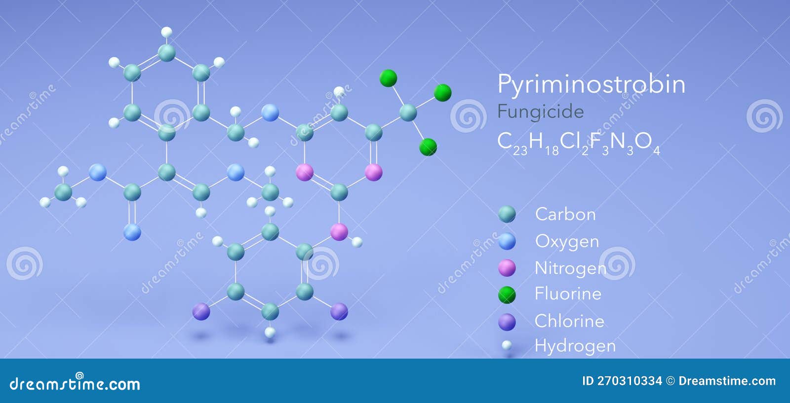 Pyriminostrobin Molecule, Molecular Structures, Fungicide, 3d Model ...