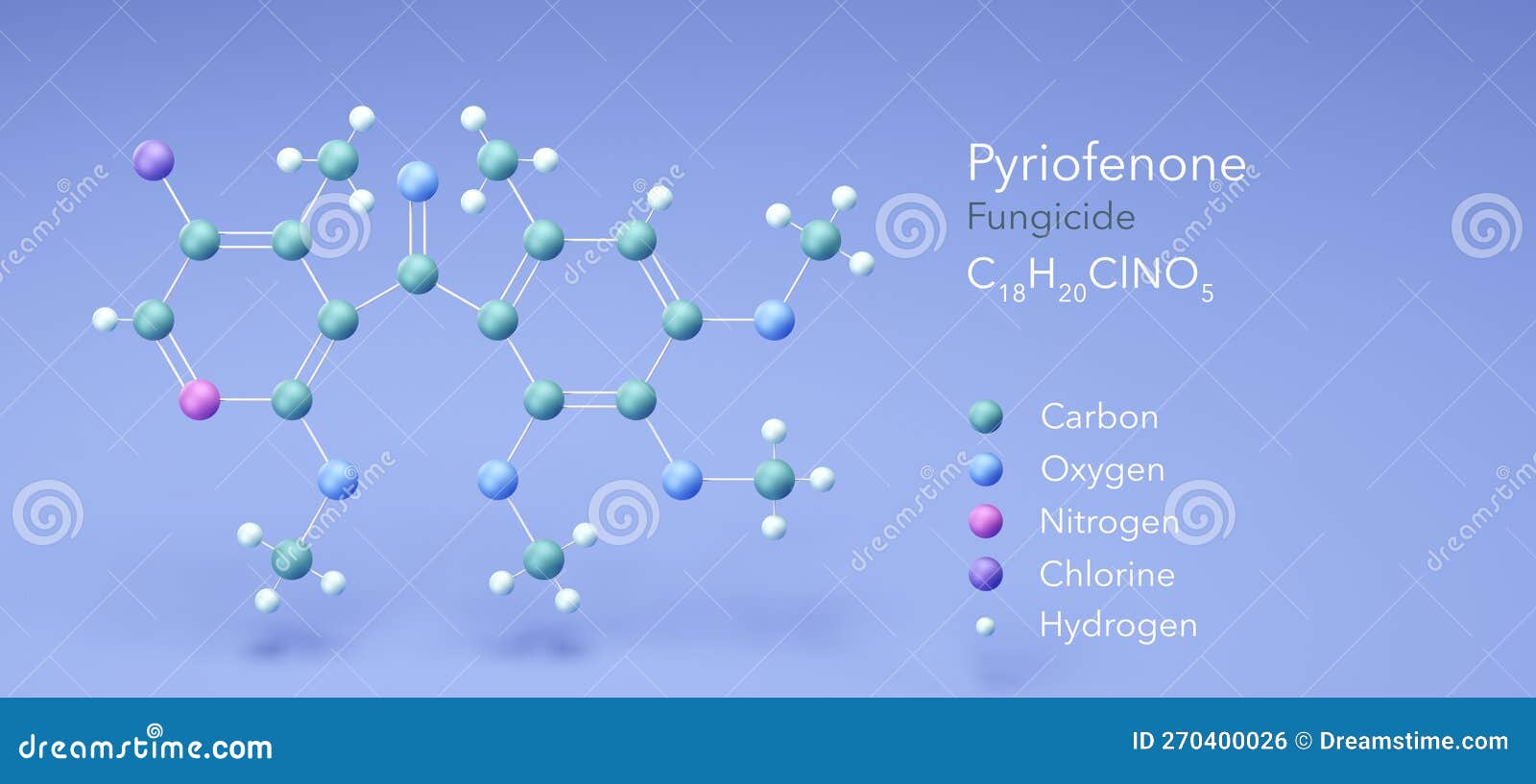 Pyriofenone Molecule, Molecular Structures, Fungicide, 3d Model ...