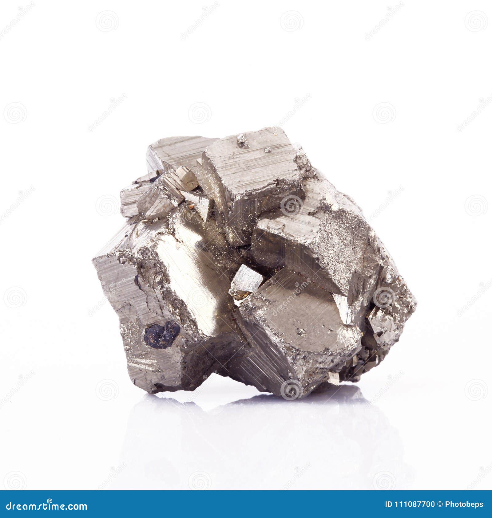 Pyrite Crystals in White Background Stock Photo - Image of crystals ...