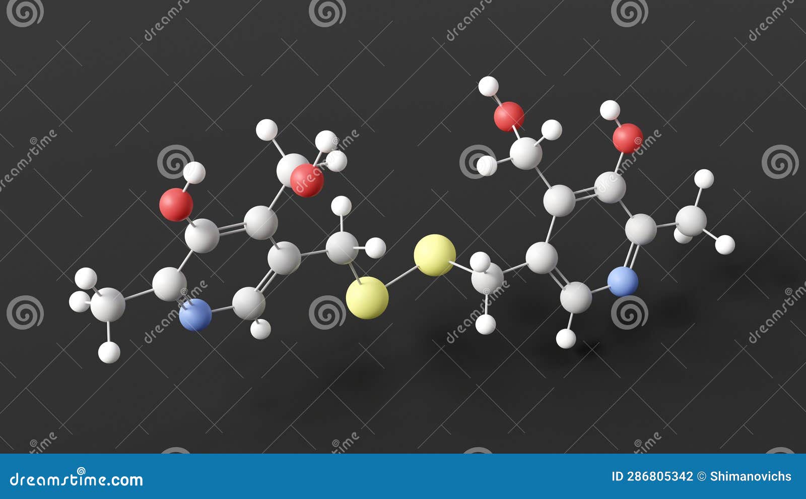Pyritinol Molecule, Molecular Structure, Semi-synthetic Vitamin B6 ...