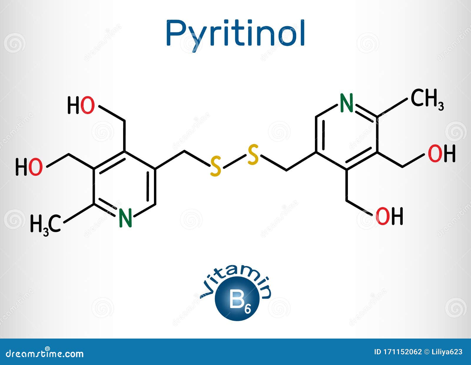 Pyritinol Molecule, is a Vitamin B6. Structural Chemical Formula and ...