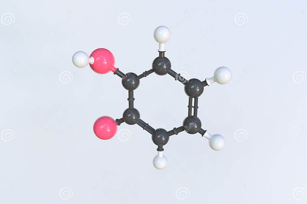 Pyrocatechol Molecule Made with Balls, Scientific Molecular Model. 3D ...