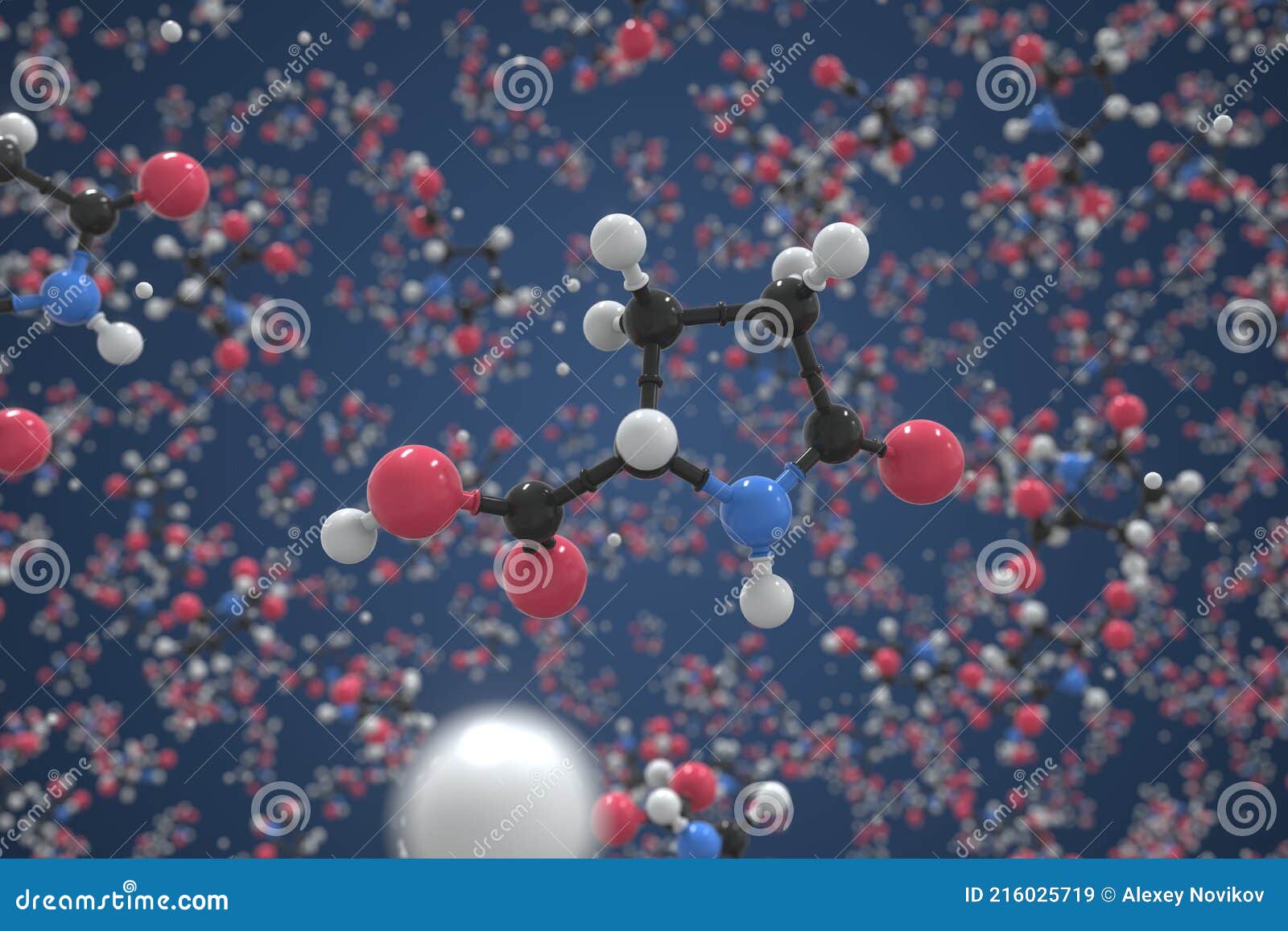 Pyroglutamic Acid Molecule Made with Balls, Scientific Molecular Model ...