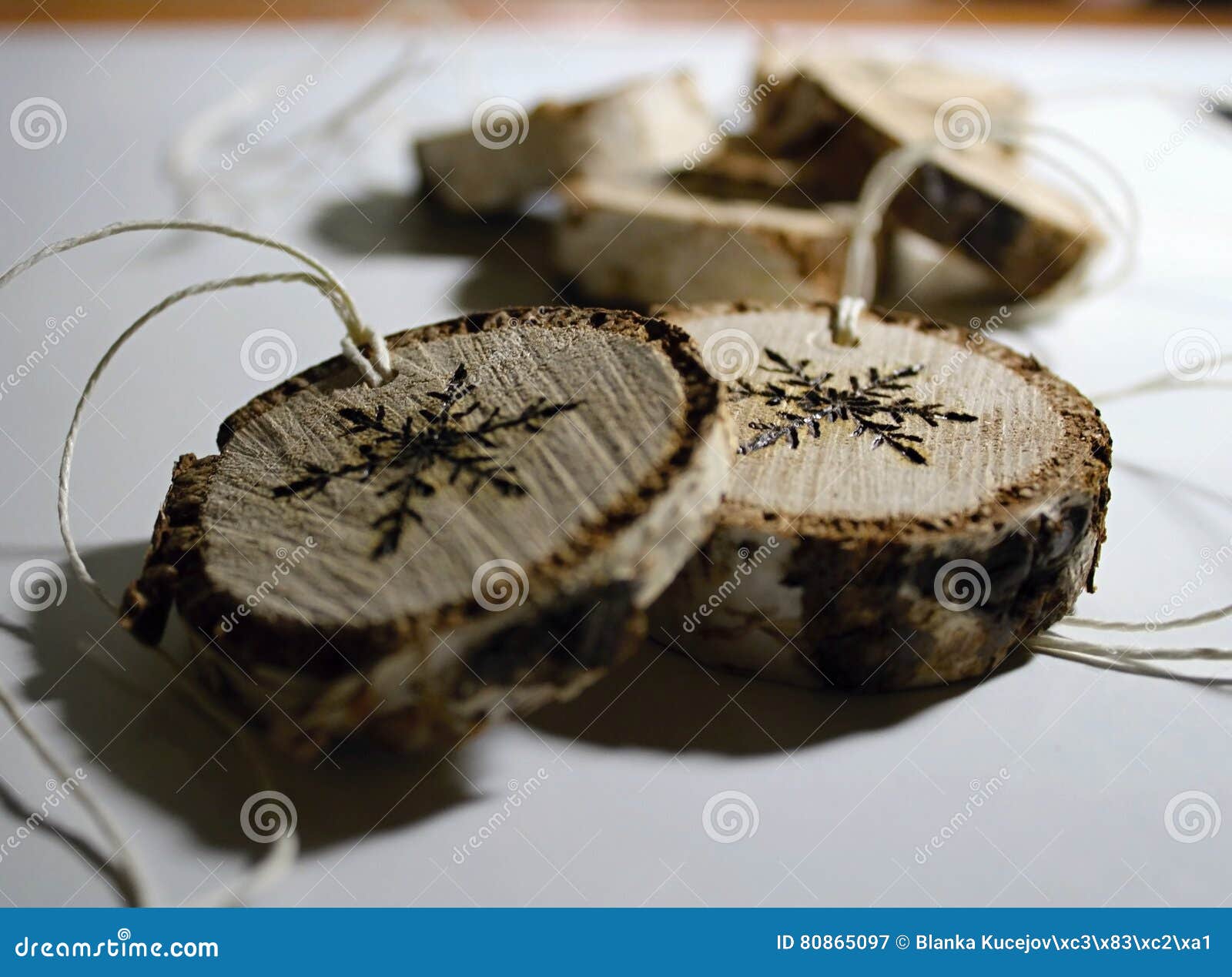 Pyrography Christmas Decorations. Stock Image - Image of wood ...