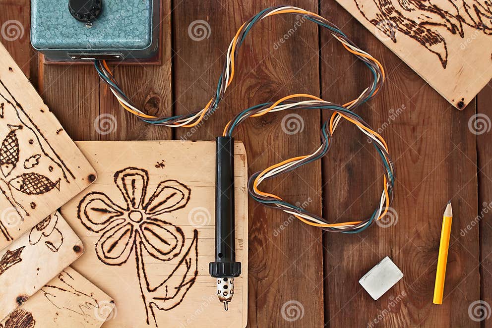 A Pyrography Tool and a Floral Model. Stock Photo - Image of pyrography ...