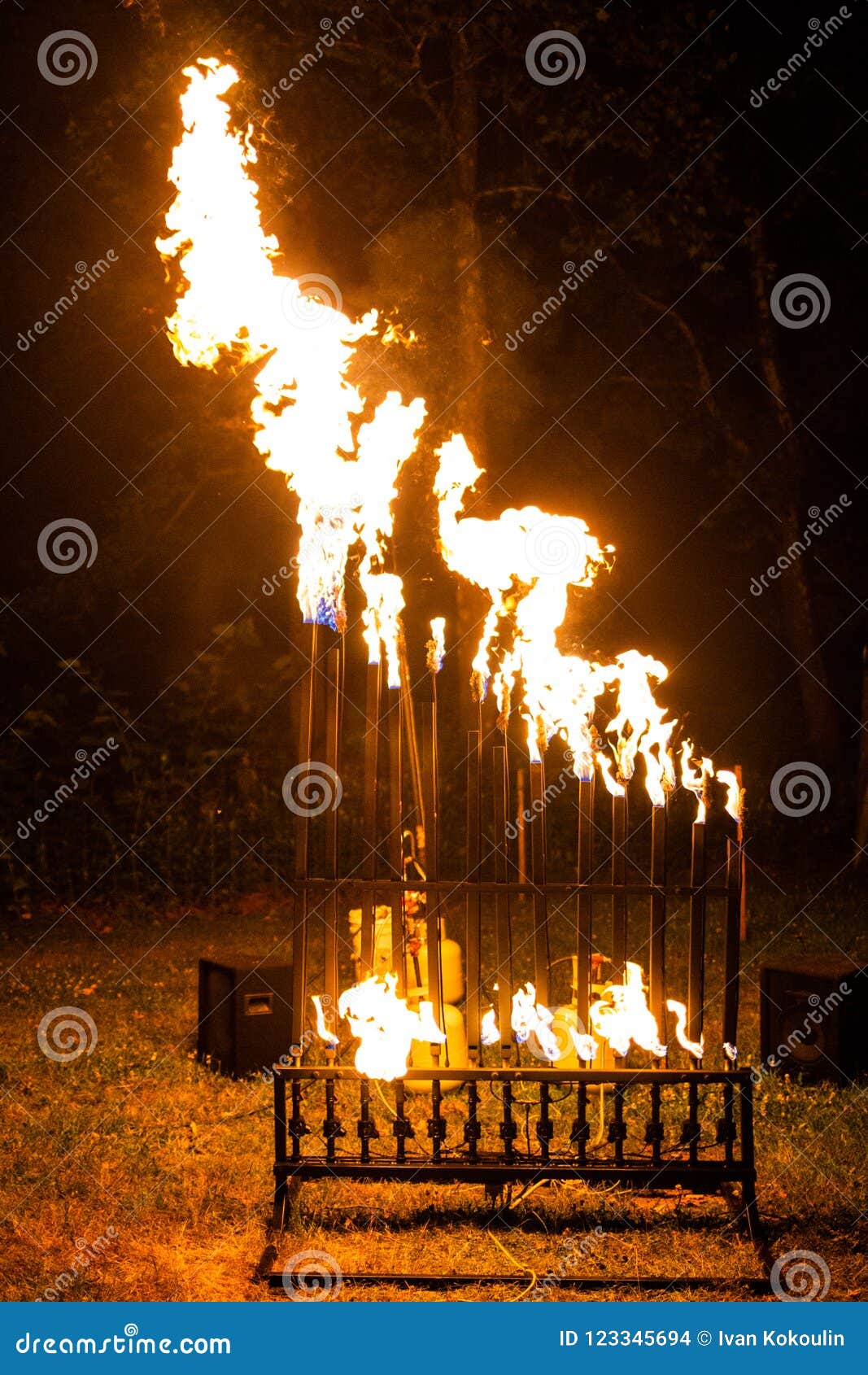 Pyrophone Fire Organ at Night Playing Music Stock Photo - Image of ...