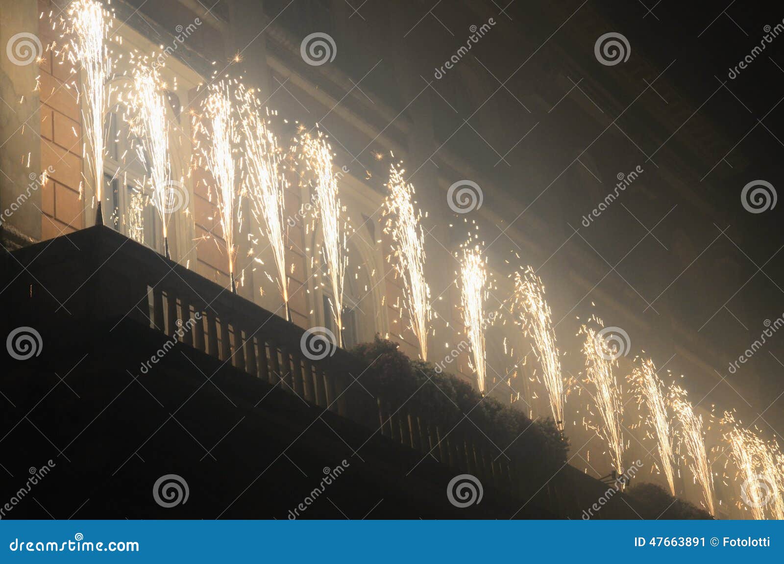 Pyrotechnic effects stock image. Image of festive, bright - 47663891