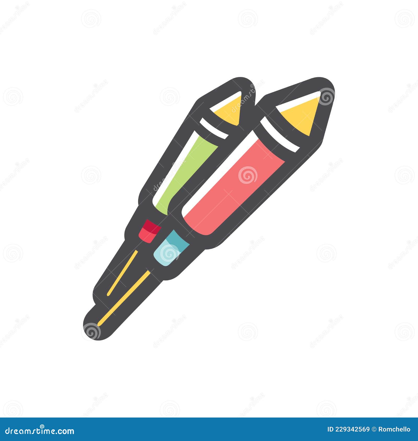 Pyrotechnic Rockets Two Firecrackers Vector Icon Cartoon Illustration ...