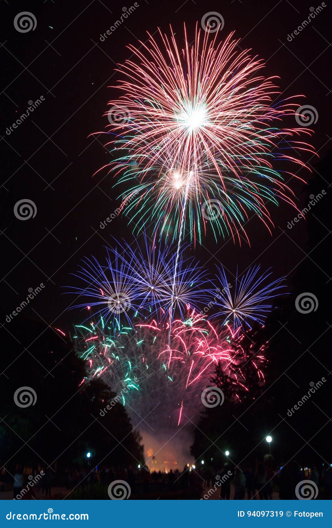 Pyrotechnic Show. Fireworks in the Night Sky Over the City. Stock Image ...