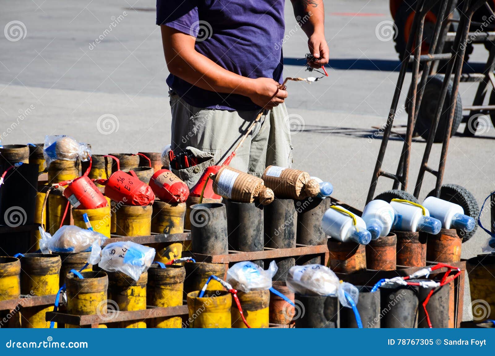 Pyrotechnics Set Up stock image. Image of display, explosive - 78767305