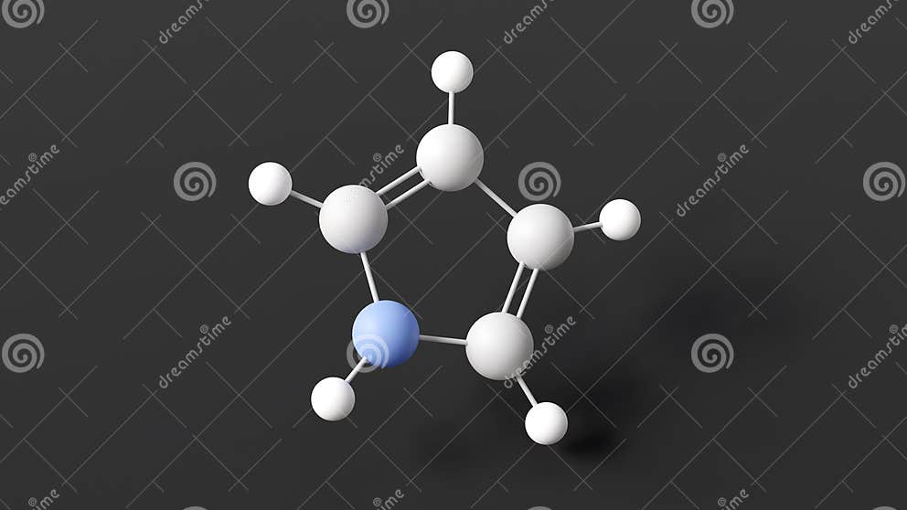 Pyrrole Molecule, Molecular Structure, Heterocyclic Aromatic Compound ...