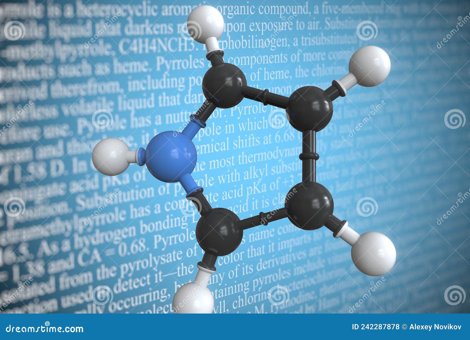 Pyrrole Molecular Structure, 3d Model Molecule, Heterocyclic Aromatic ...