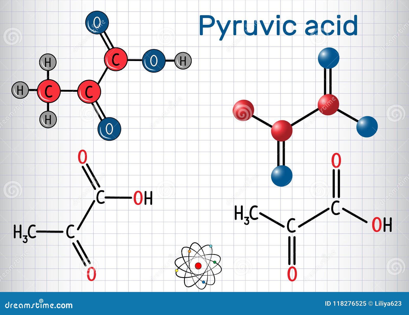 Pyruvic Acid Pyruvate Molecule It Is The Simplest Of The Alph Stock Vector Illustration Of