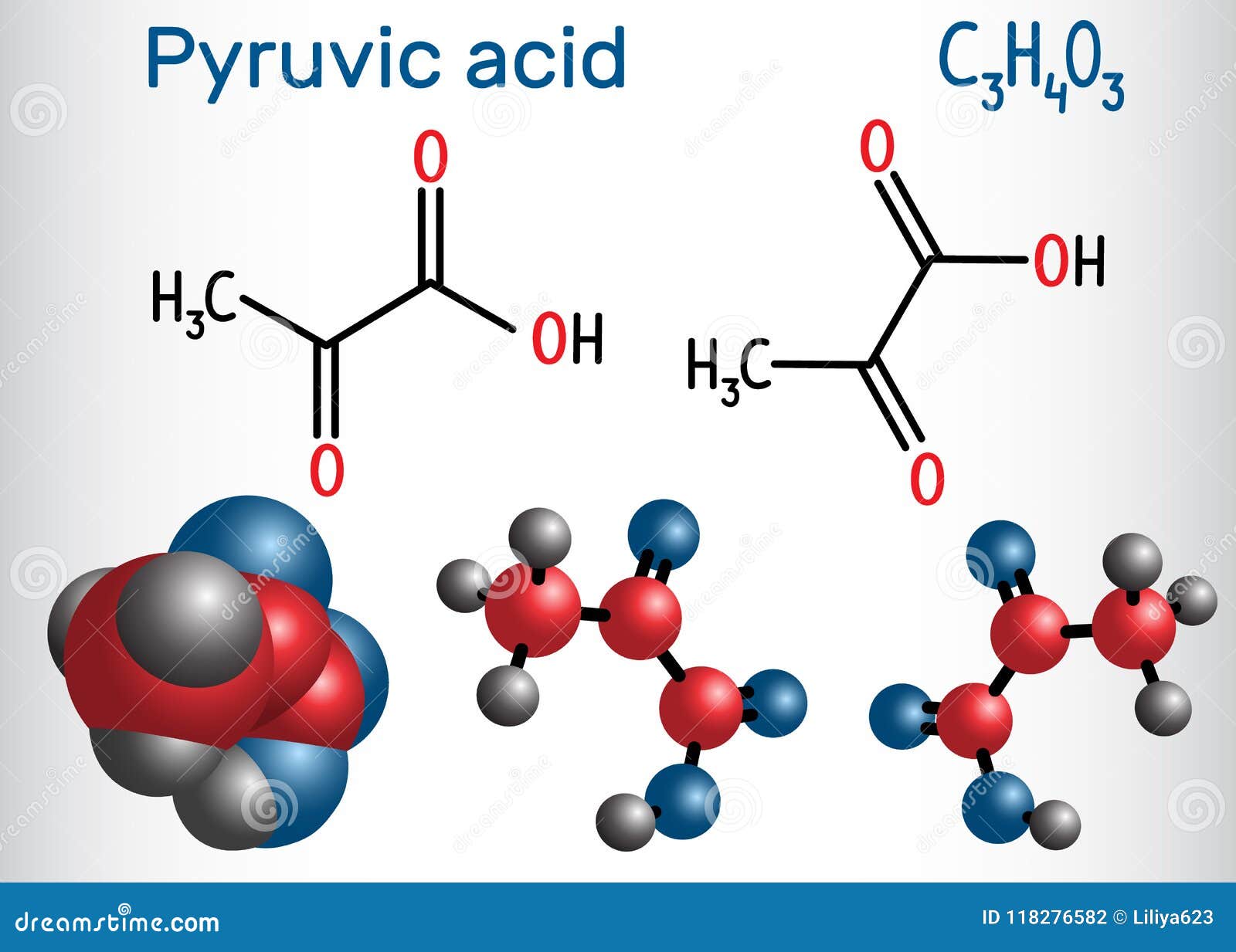 Pyruvic Acid Pyruvate Molecule It Is The Simplest Of The Alph Stock Vector Illustration Of