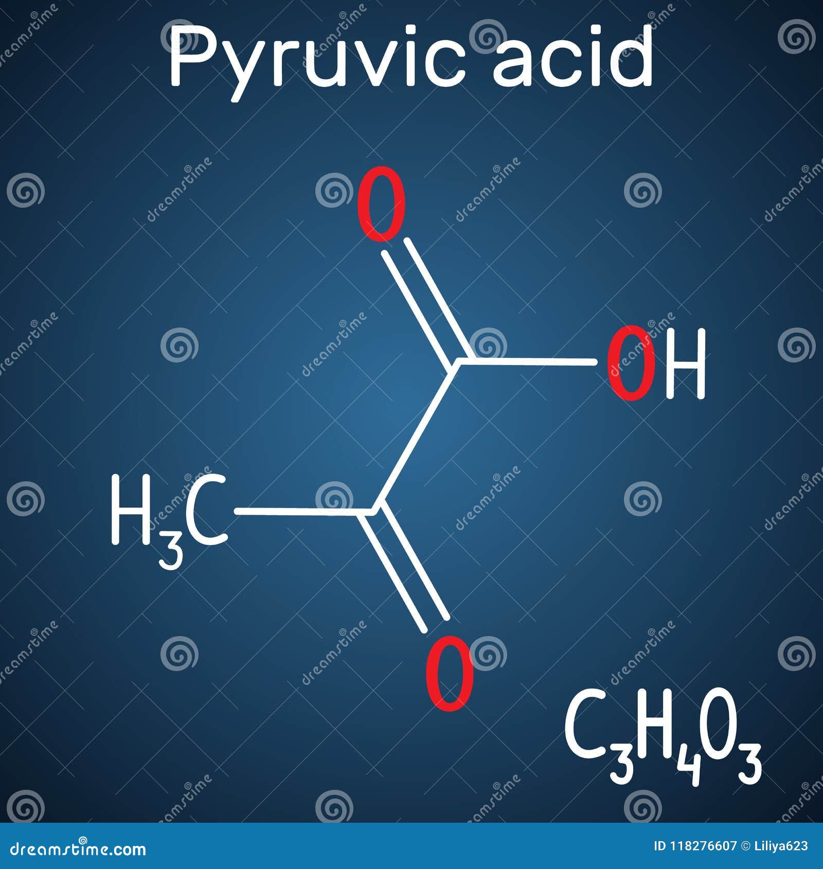 Pyruvic Acid Pyruvate Molecule. Important Intermediate In A Number Of ...
