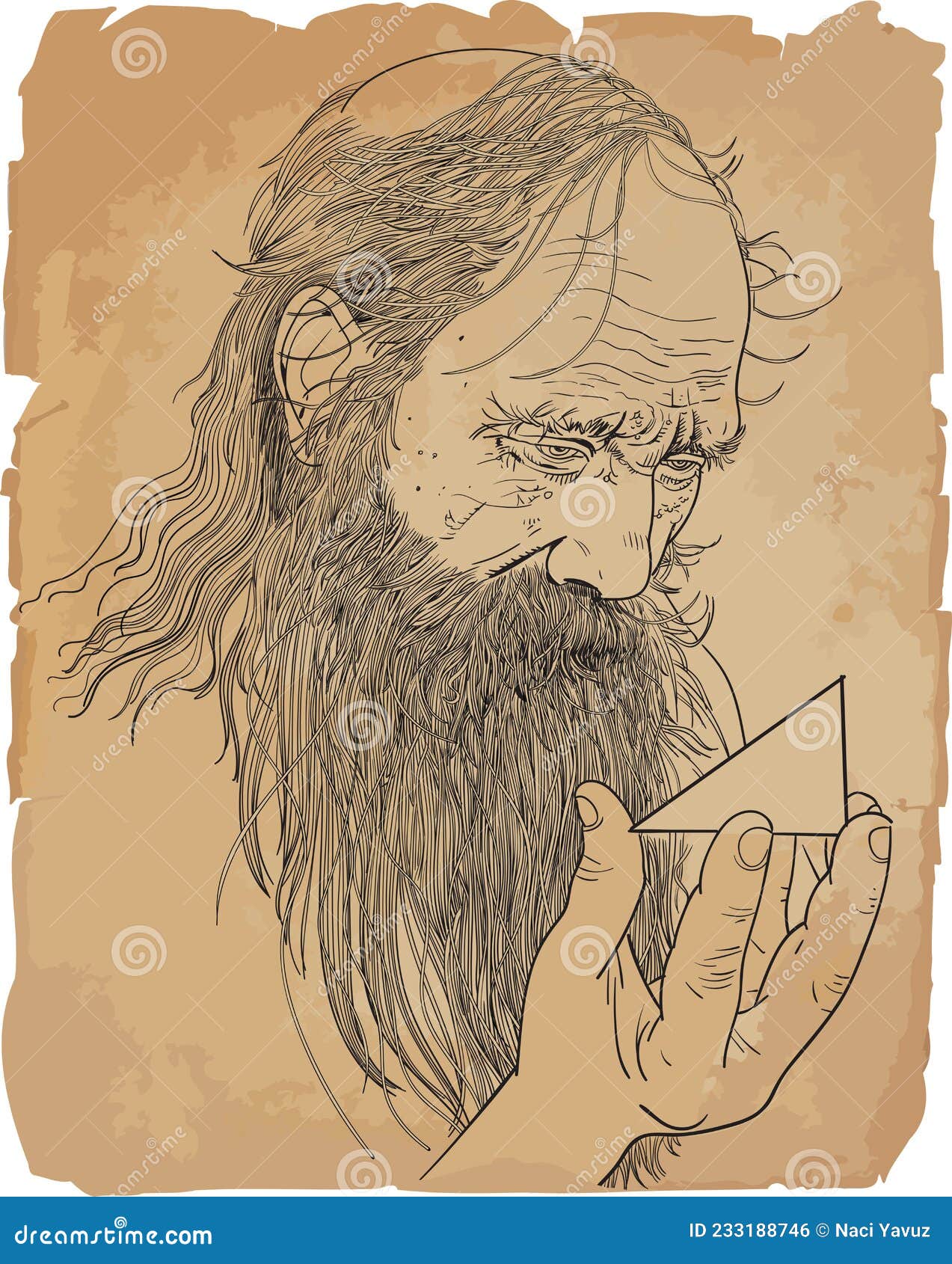 Pythagoras Line Art Portrait, Vector Stock Vector - Illustration of ...