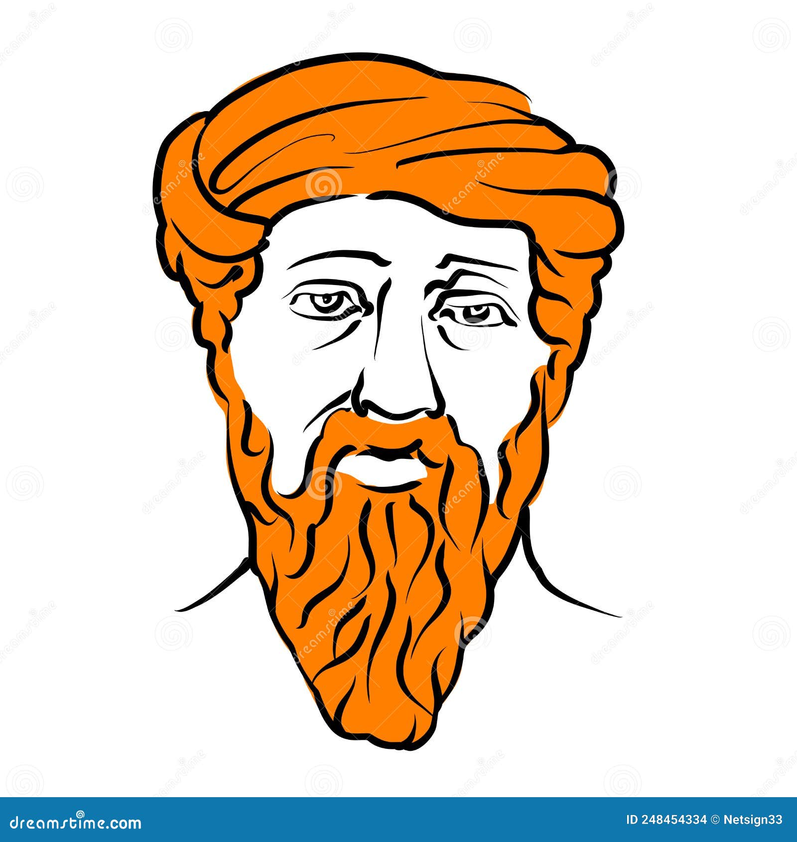 Pythagoras Of Samos Vector Drawing With Surface For Hair ...