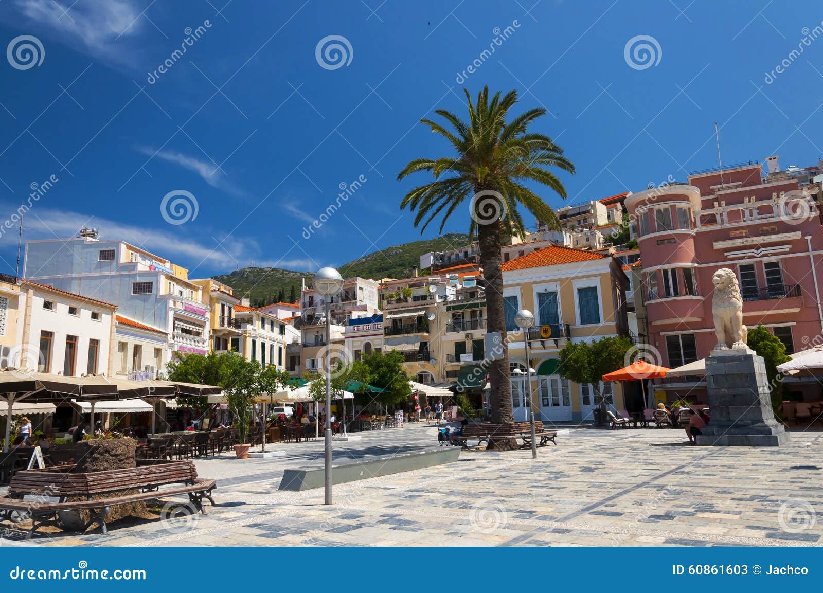 Pythagoras Square in Samos Town. Greece Editorial Stock Photo - Image ...