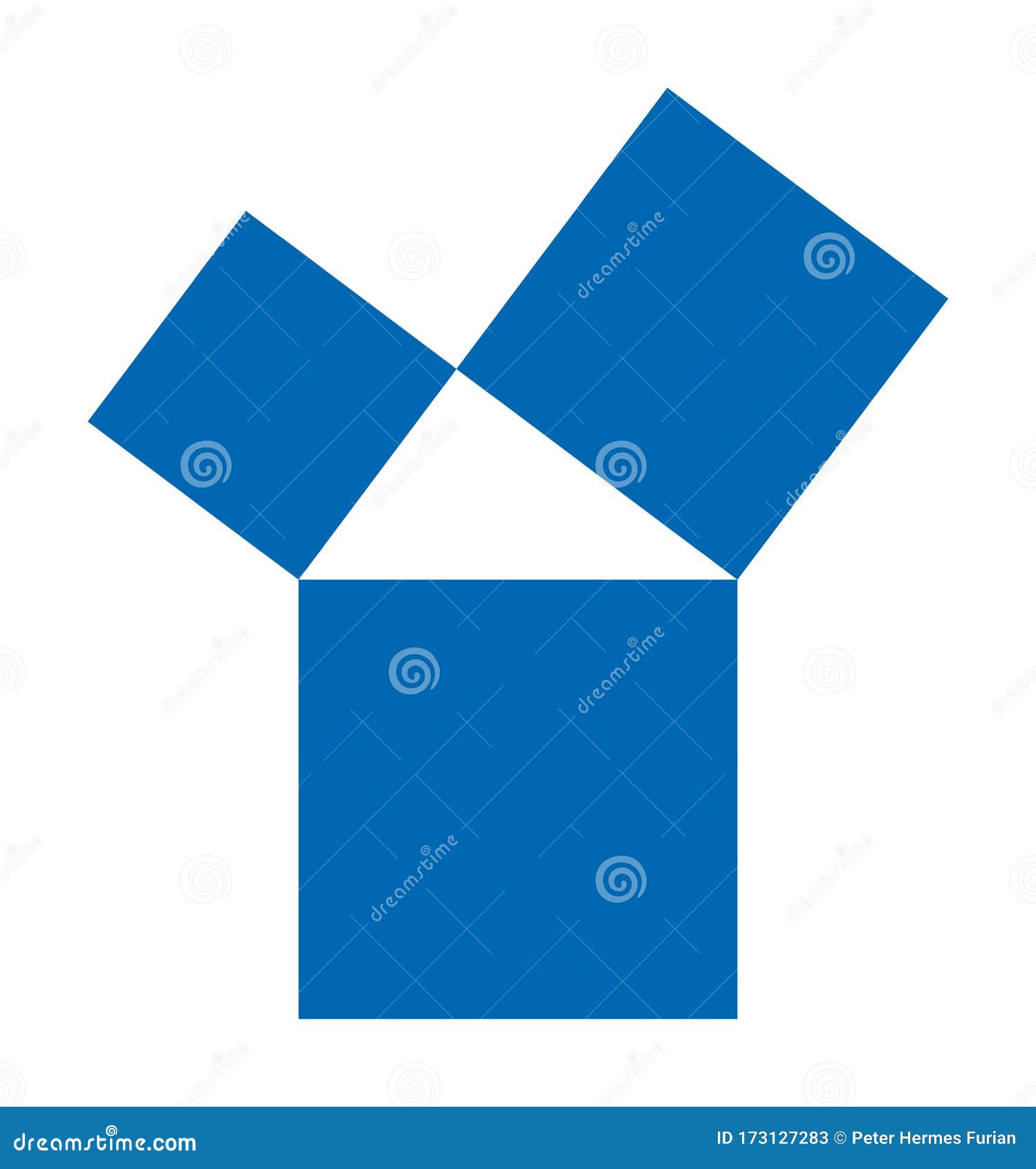 Pythagorean Theorem Shown with Three Blue Squares Stock Vector ...