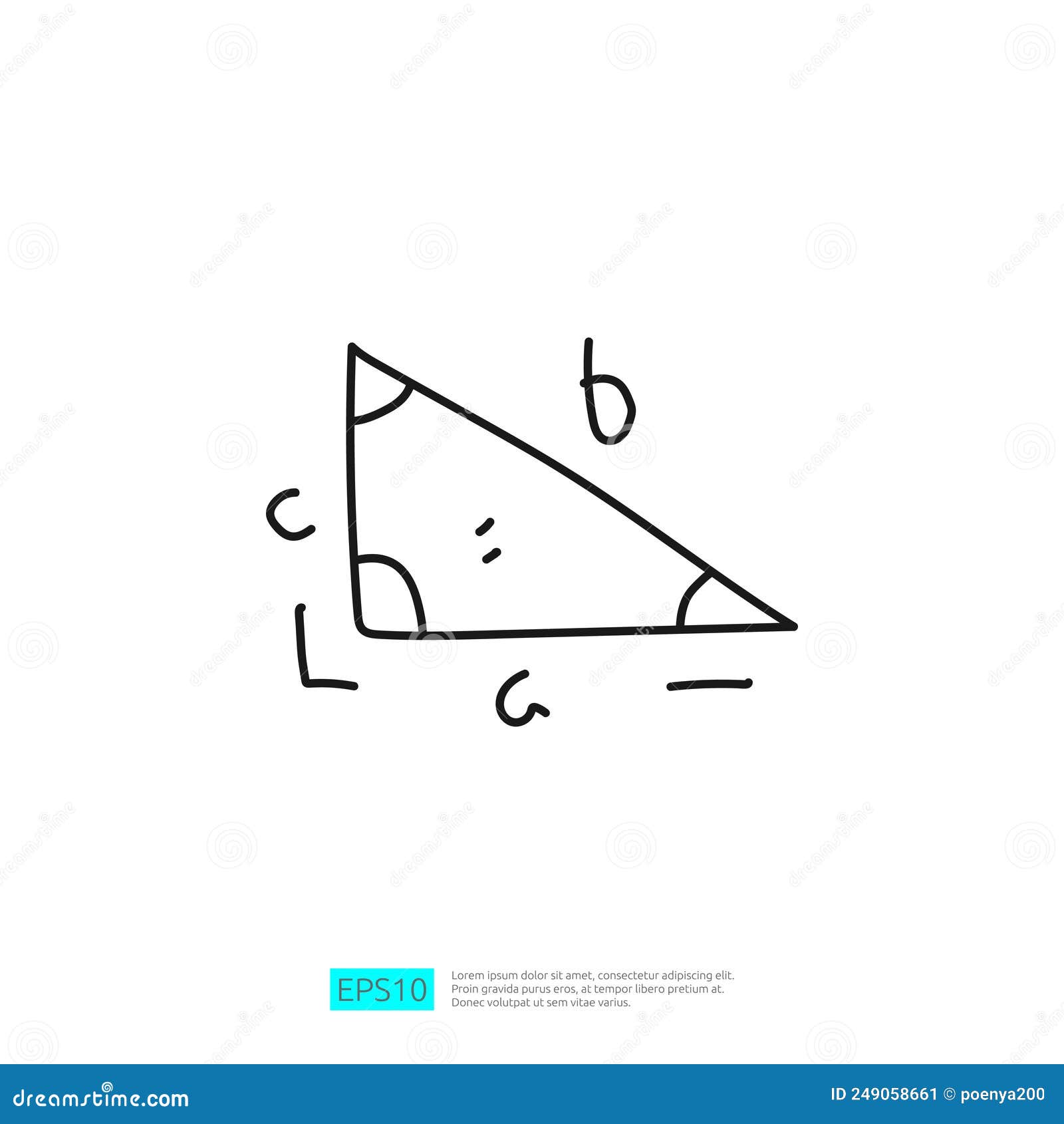 The Pythagorean Theorem Doodle Icon Stock Vector - Illustration of ...