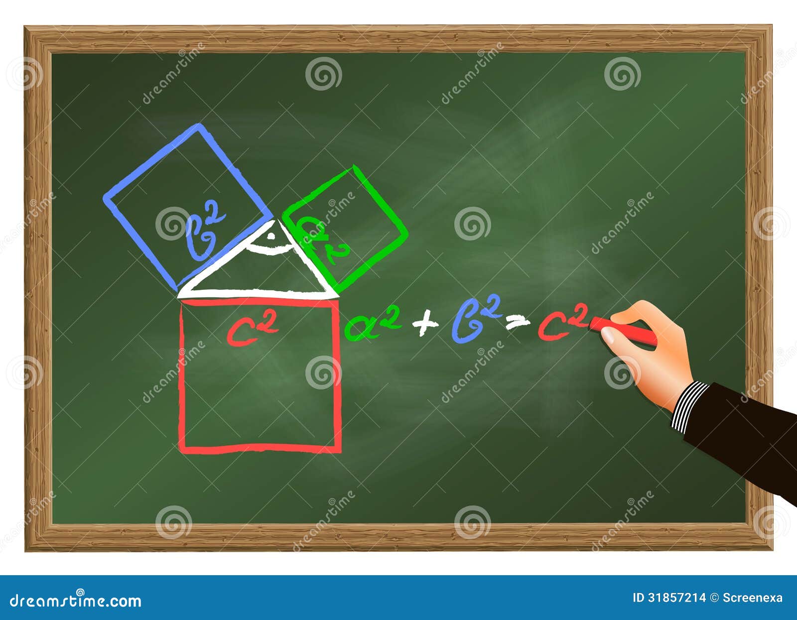 Pythagorean Theorem Arrangement Proof, Right Triangle Cartoon Vector ...