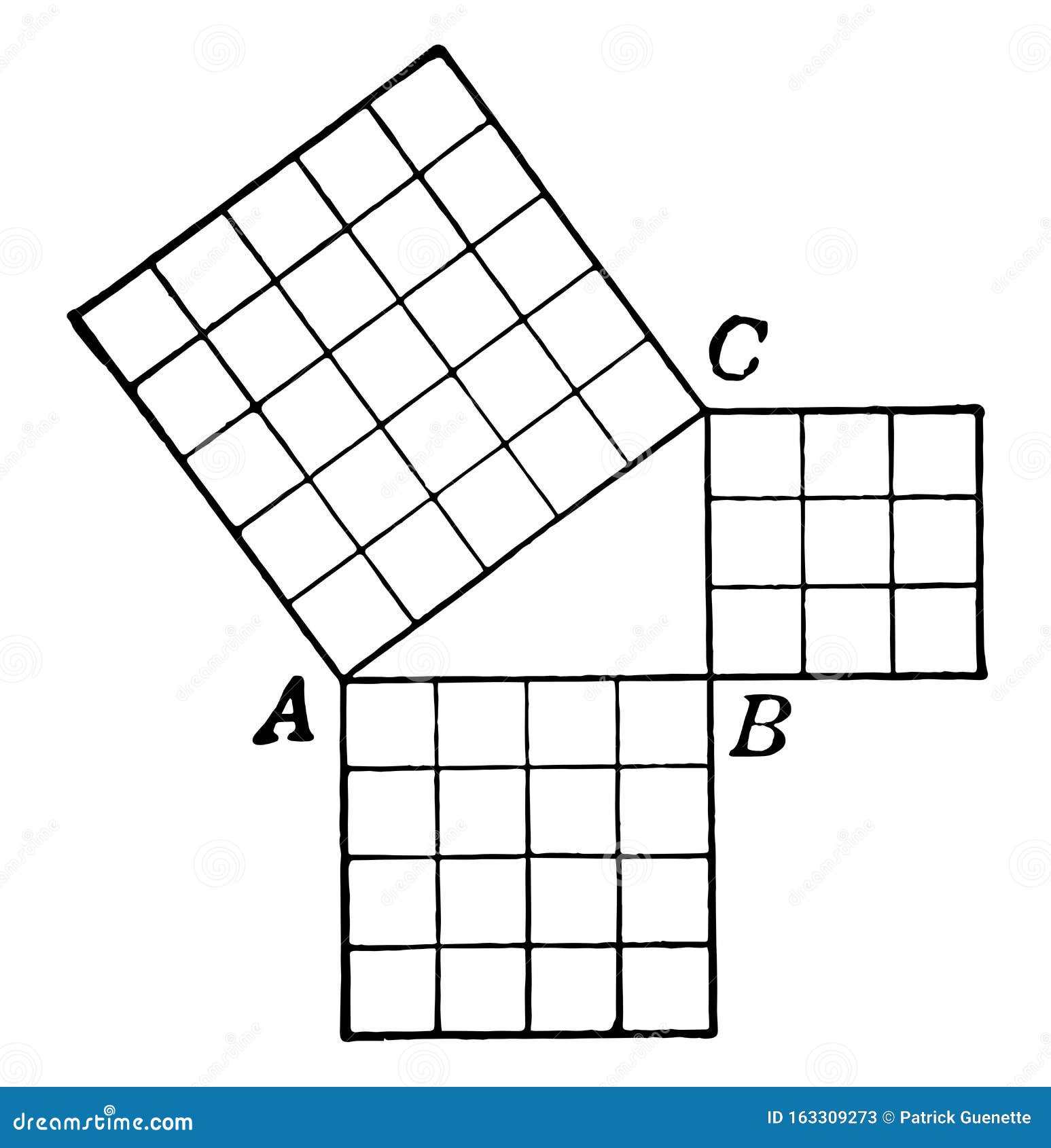 Pythagorean Theorem On Notebook Sheet In Cage. Vector Flat Illustration ... Pythagorean Theorem On Notebook Sheet In Cage. Vector Flat Illustration ...