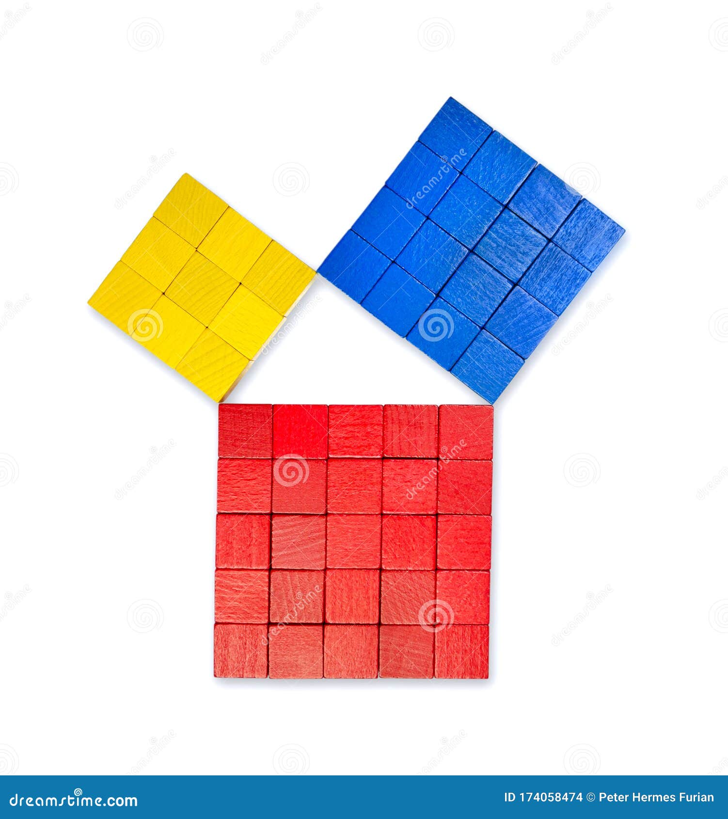 Pythagorean Theorem Shown With Colorful Wooden Cubes, From Above Stock ... Pythagorean Theorem Shown With Colorful Wooden Cubes, From Above Stock ...